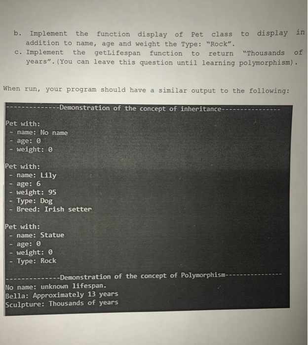 Assignment.7: Inheritance 6 polymorphism functie | Chegg.com
