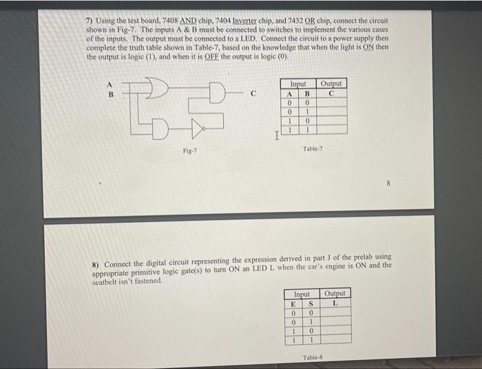 Solved 7) Using the test board, 7408AND chip, 7404 Inverter | Chegg.com