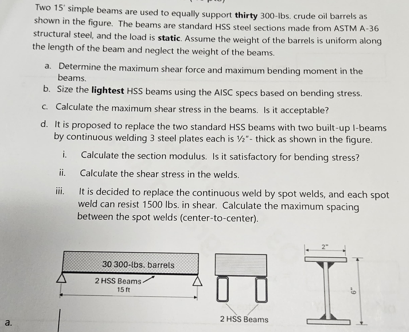 Solved Two 1' ﻿simple beams are used to equally support | Chegg.com