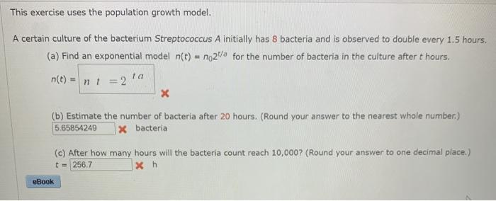 Solved This exercise uses the population growth model. A | Chegg.com