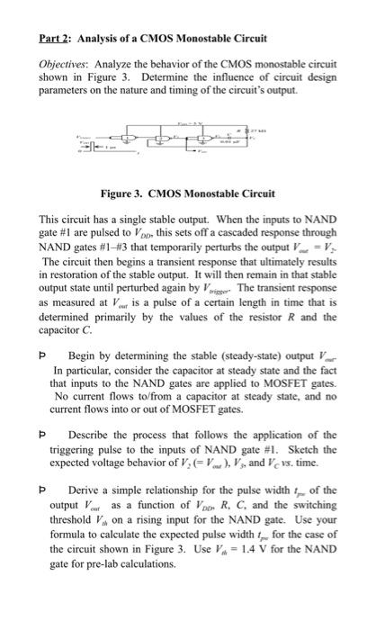 Part 2: Analysis of a CMOS Monostable Circuit | Chegg.com