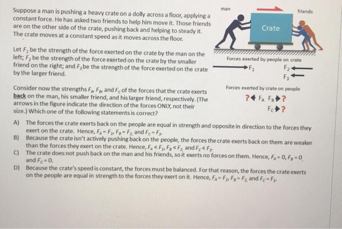 Solved man friends Suppose a man is pushing a heavy crate on | Chegg.com