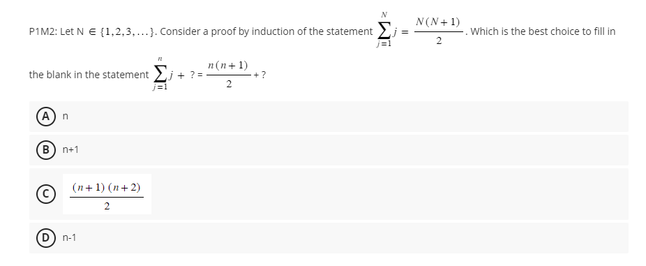 Solved P1M2: Let Nin{1,2,3,dots}. ﻿Consider a proof by | Chegg.com