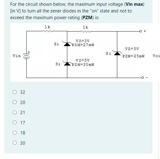 Solved For the circuit shown below, the maximum input | Chegg.com