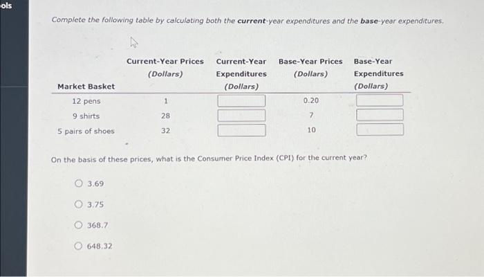 Solved Complete the following table by calculating both the | Chegg.com
