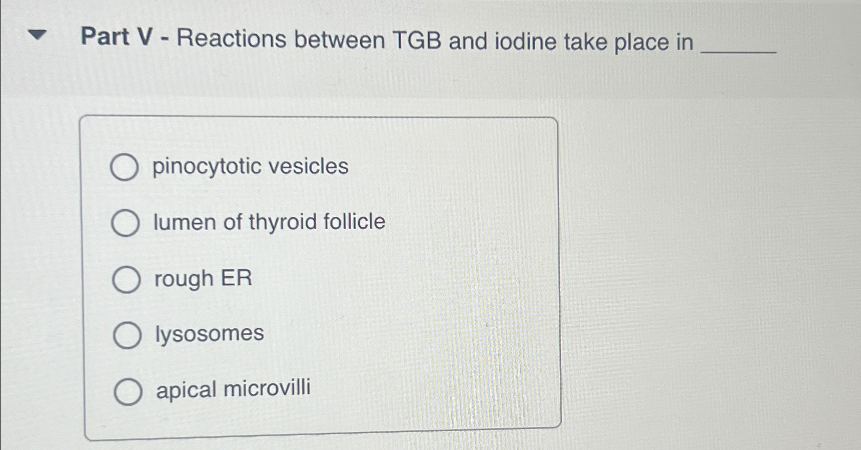 Solved Part V - ﻿Reactions between TGB and iodine take place | Chegg.com