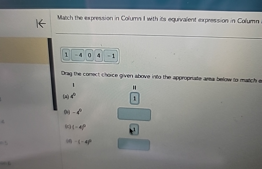 Solved Match the expression in Column I with its equivalent | Chegg.com