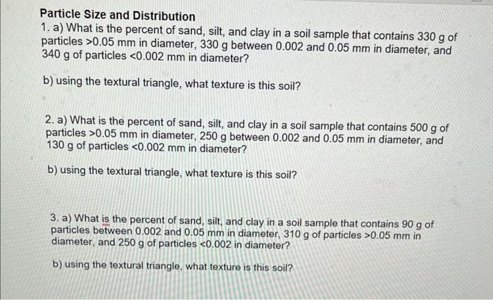 Soil Texture and Surface Area Source. Sol survey | Chegg.com