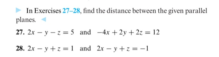 Solved In Exercises 27-28, find the distance between the | Chegg.com