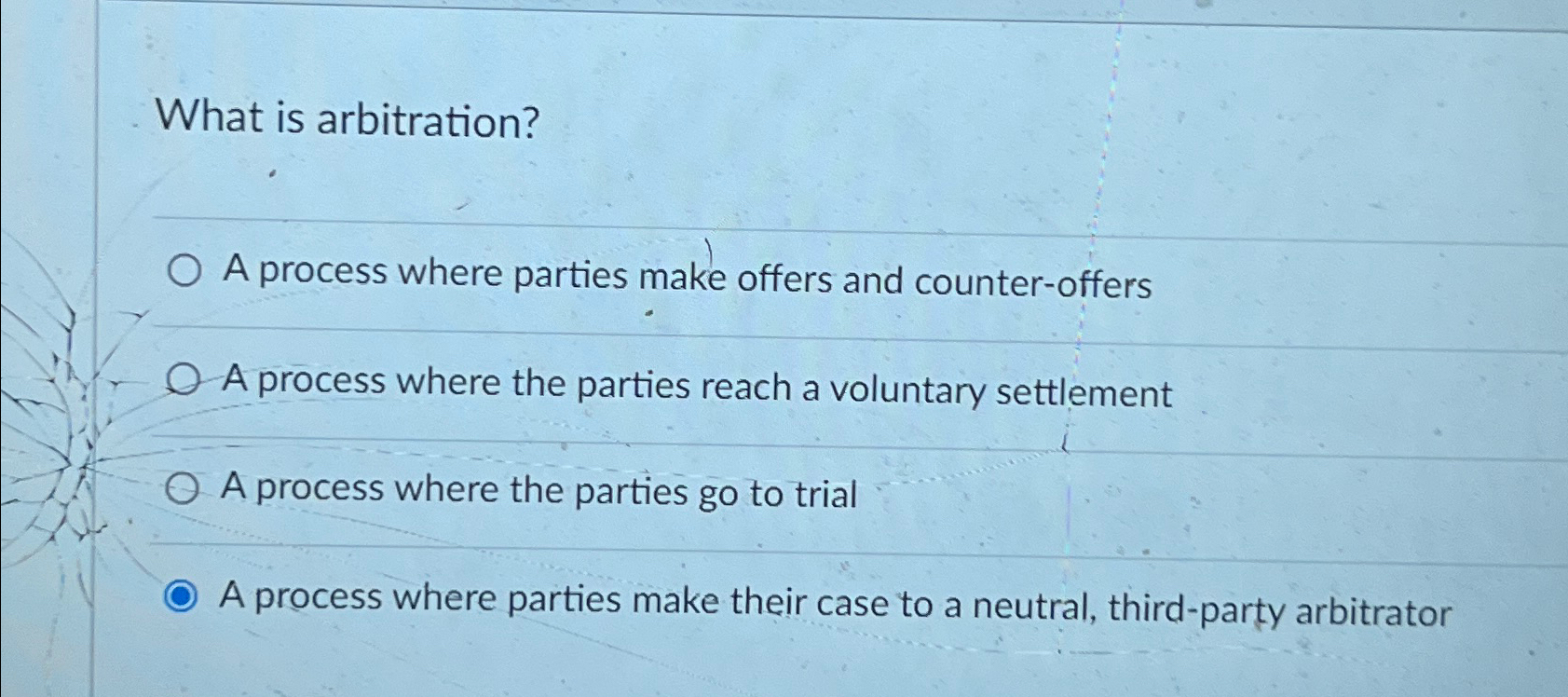 Solved What is arbitration?A process where parties make | Chegg.com