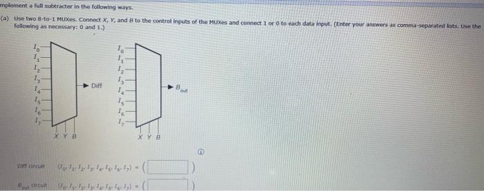 Solved plement a full subtracter in the following ways. (a) | Chegg.com