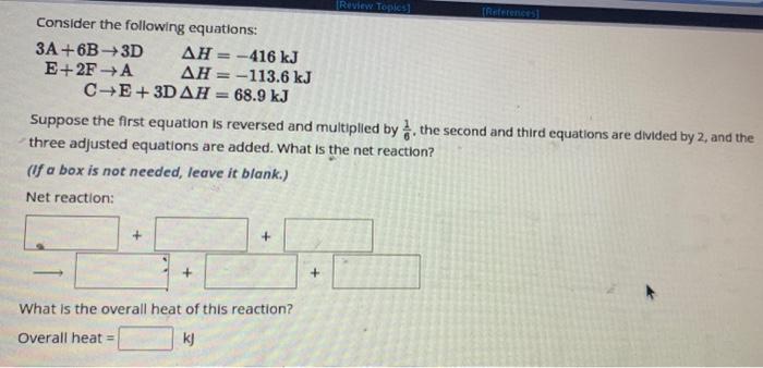 Solved Consider the following equations: 3 A+6 BE+2 | Chegg.com