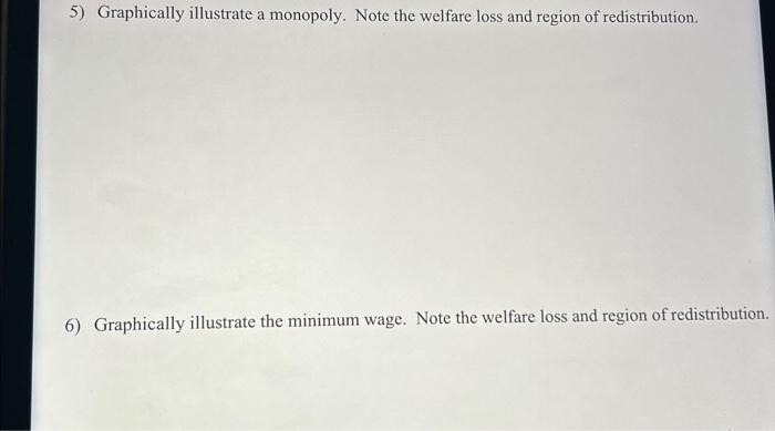 Solved 5) Graphically illustrate a monopoly. Note the | Chegg.com