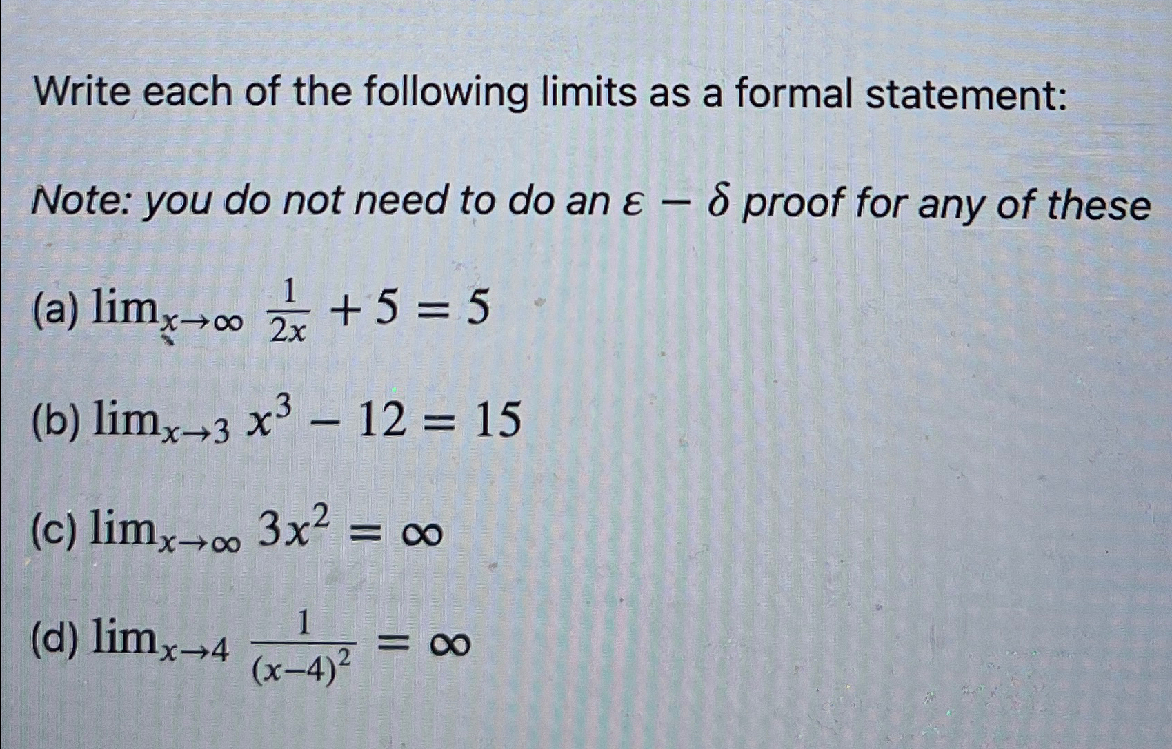 Solved Write each of the following limits as a formal | Chegg.com