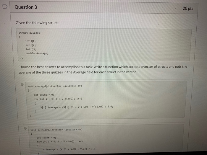 Solved Question 1 10 pts Given the function definition | Chegg.com