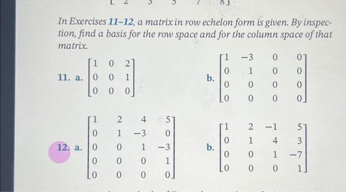 Solved In Exercises 11-12, a matrix in row echelon form is | Chegg.com