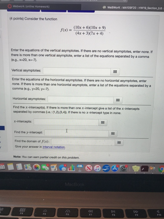 Solved Webwork Online Homework Webwork Ma109f20 Hw19 3383