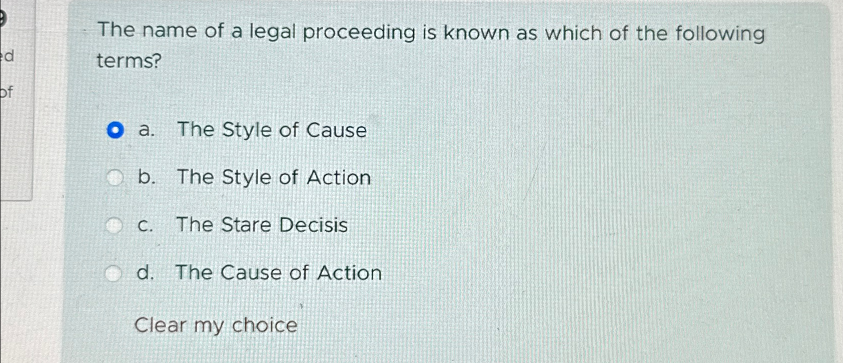Solved The name of a legal proceeding is known as which of | Chegg.com