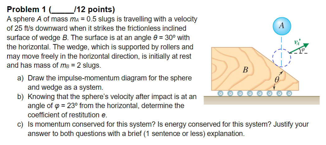 Solved Problem 1,12 ﻿pointsA of ﻿mass mA=0.5 ﻿slugs is | Chegg.com