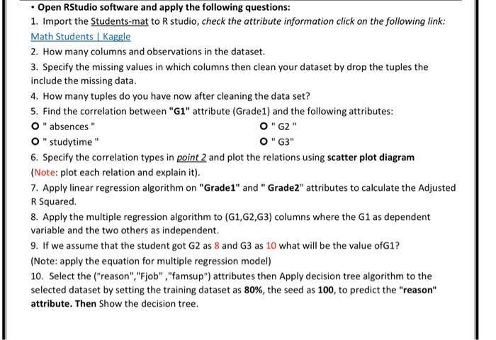 Solved - Open RStudio software and apply the following | Chegg.com