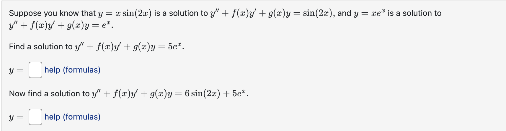 Solved Suppose you know that y=xsin(2x) ﻿is a solution to | Chegg.com
