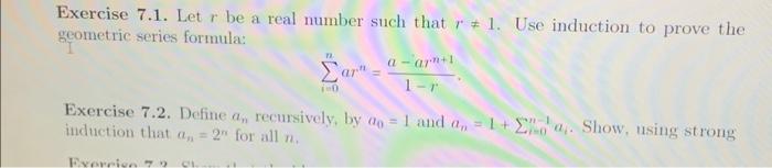 Solved Exercise 7.1. Let r be a real number such that r =1. | Chegg.com