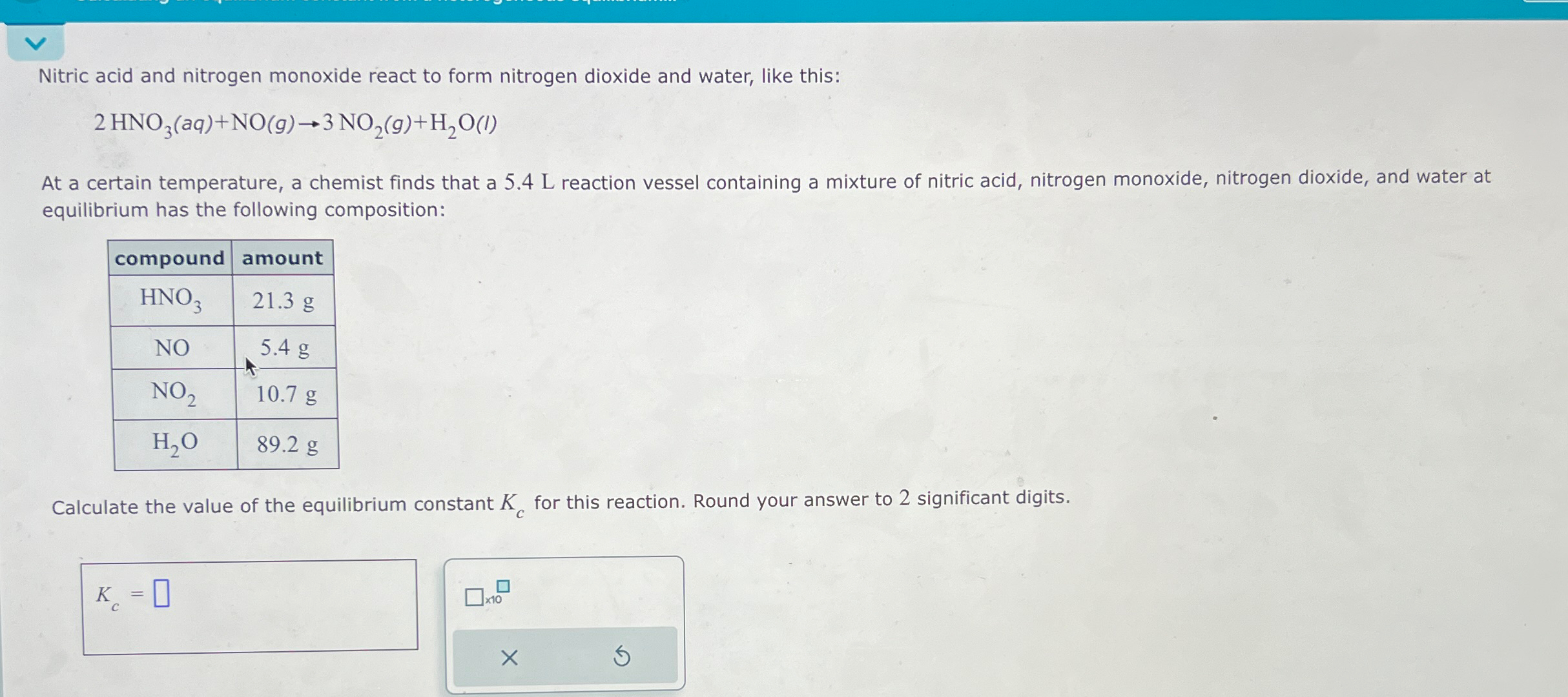 Solved Nitric acid and nitrogen monoxide react to form | Chegg.com