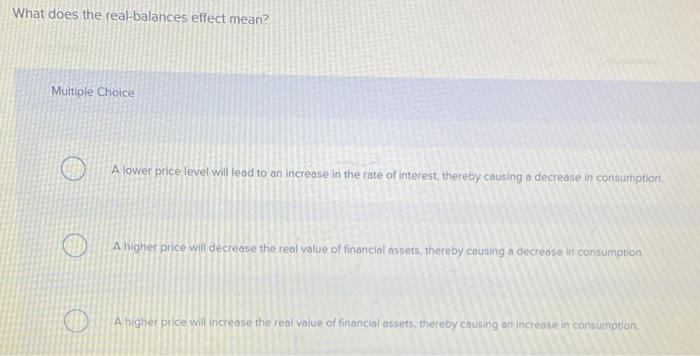 What does the real-balances effect mean? Multiple | Chegg.com