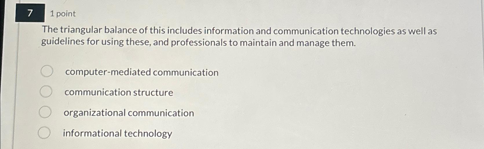 Solved 71 ﻿pointThe triangular balance of this includes | Chegg.com