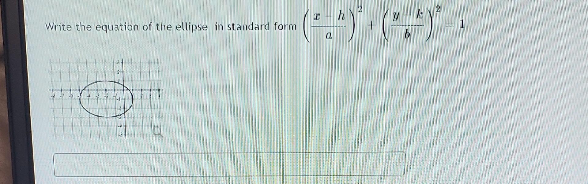 Solved Write the equation of the ellipse in standard form | Chegg.com