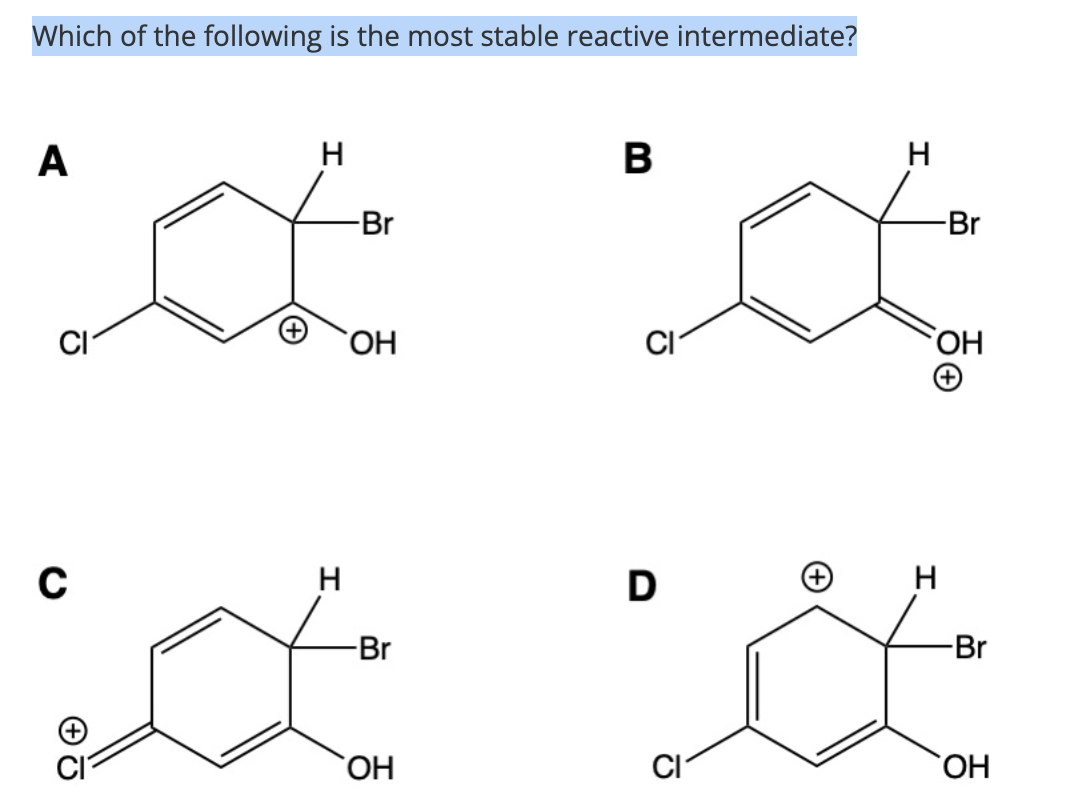 Which of the following is the most stable reactive | Chegg.com