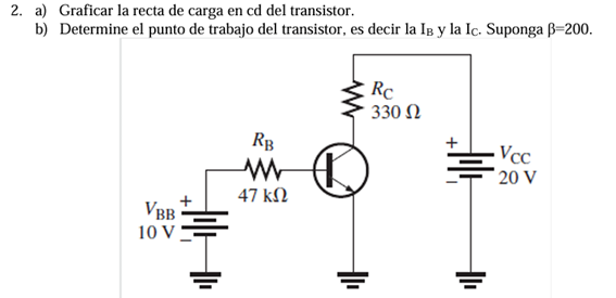 Solved a) ﻿Graficar la recta de carga en cd del transistor. | Chegg.com