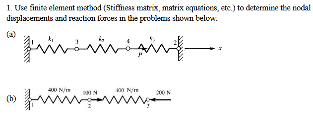 Solved 1. ﻿Use finite element method (Stiffness matrix, | Chegg.com