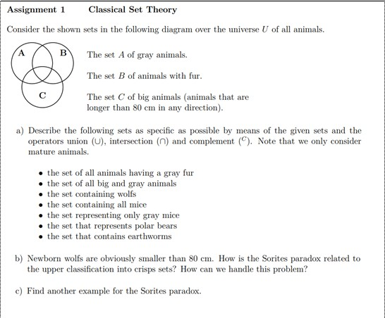 Solved Assignment 1 Classical Set Theory Consider the shown | Chegg.com