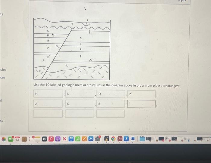 Solved List the 10 labeled geologic units or structures in | Chegg.com