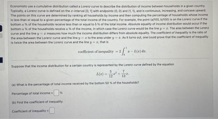Solved Economists Use A Cumulative Distribution Called A