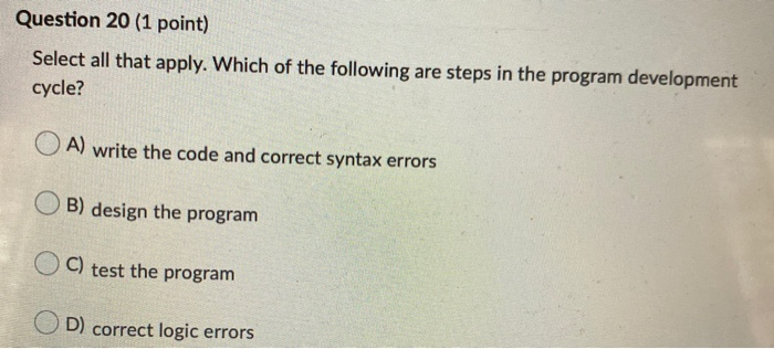 Solved Question 20 (1 point) Select all that apply. Which of | Chegg.com