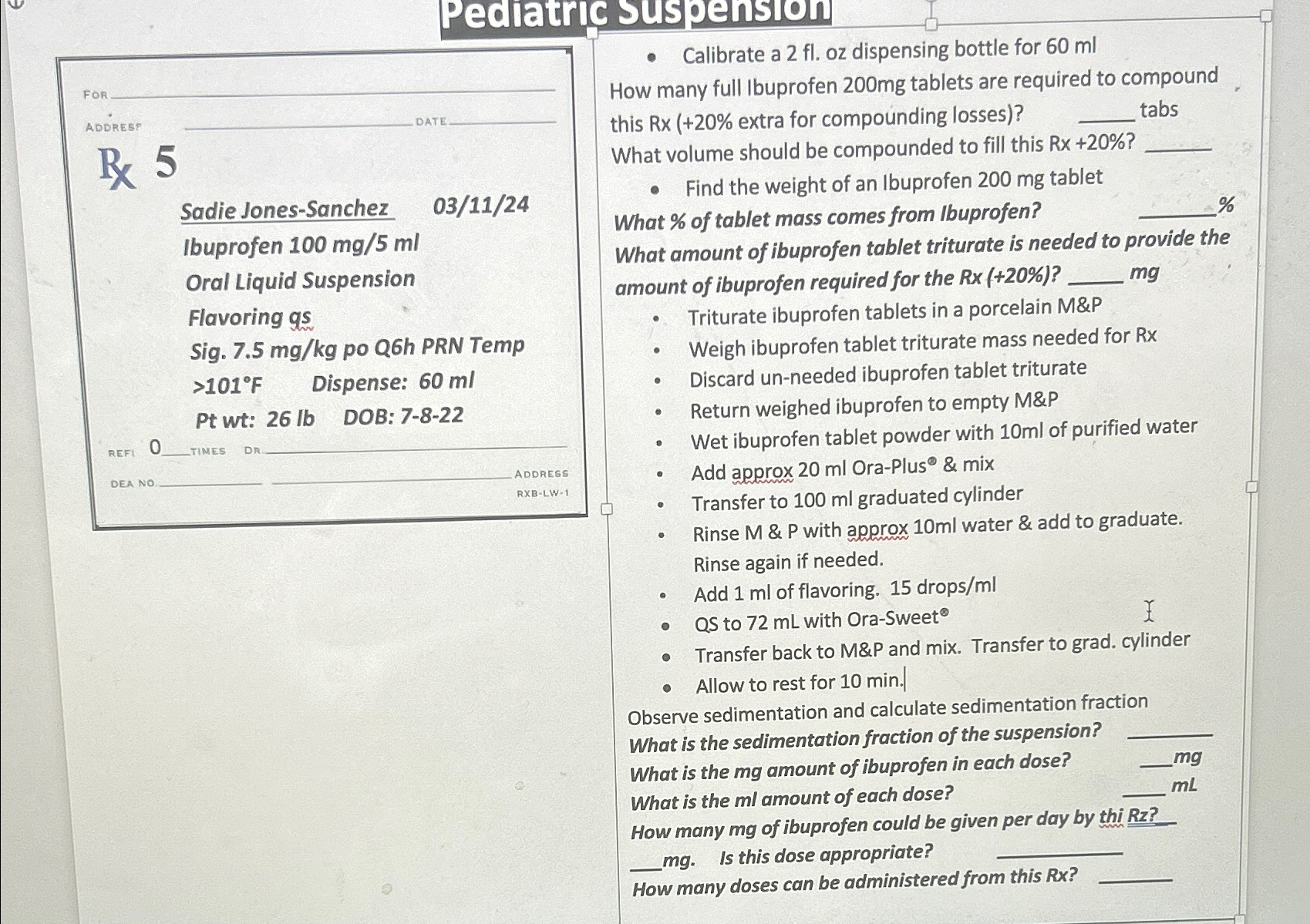 Pediatric suspensionCalibrate a 2fl. ﻿oz dispensing | Chegg.com
