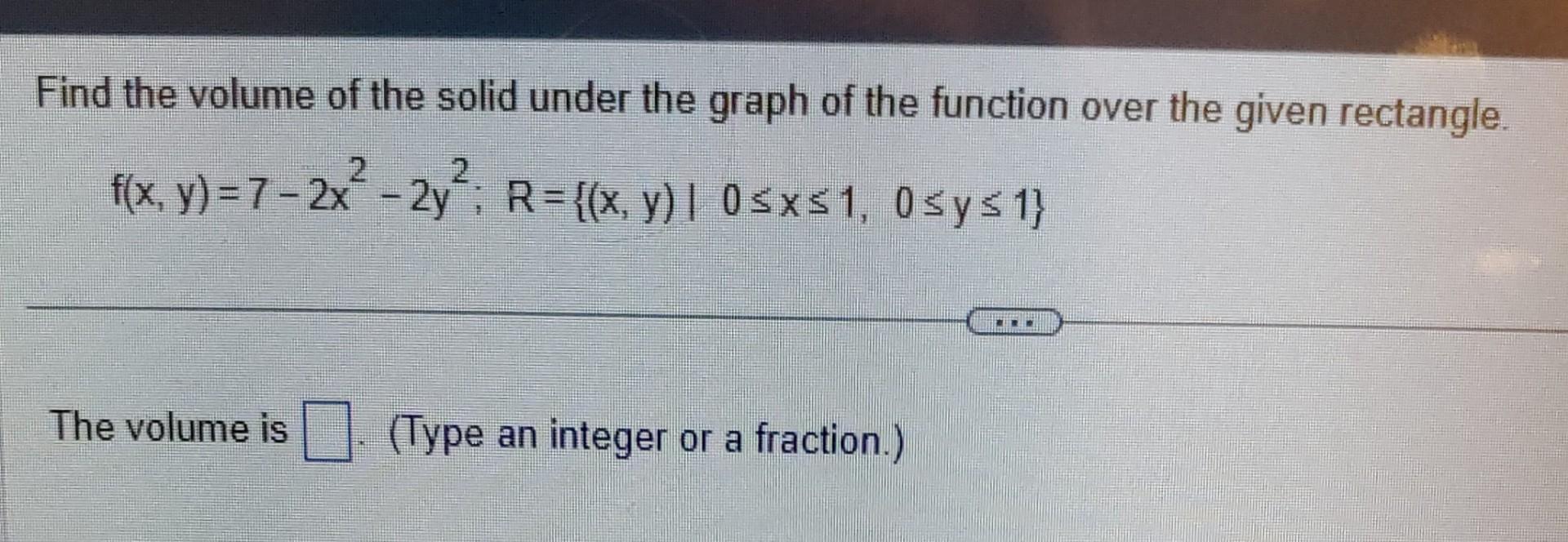 Solved Find the volume of the solid under the graph of the | Chegg.com
