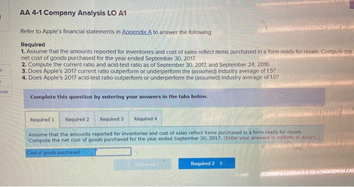 Solved AA 4-1 Company Analysis LO A1 Refer to Apple's | Chegg.com