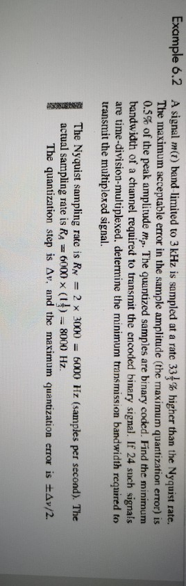 Solved Example 6.2 A signal m(t) band limited to 3 kHz is | Chegg.com