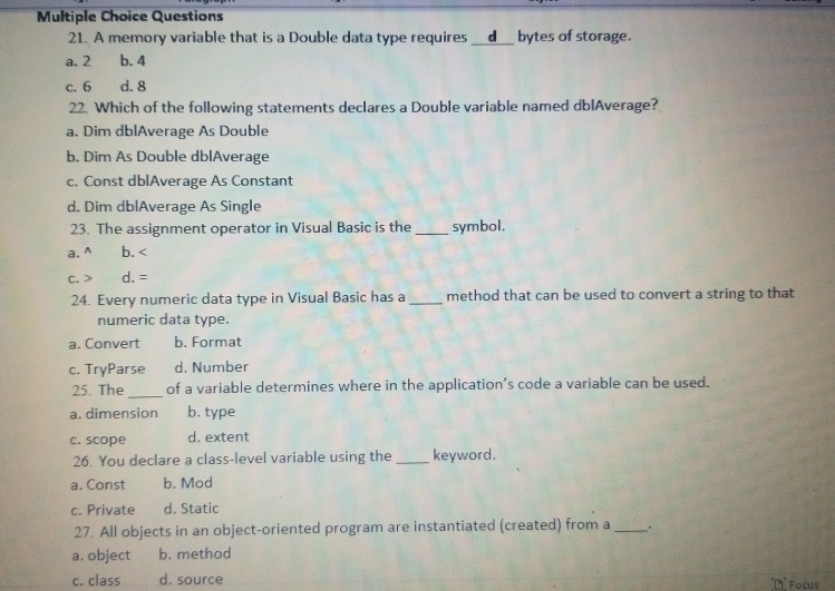 Solved a. 2. c. 6 a. A C. > Multiple Choice Questions 21. A | Chegg.com