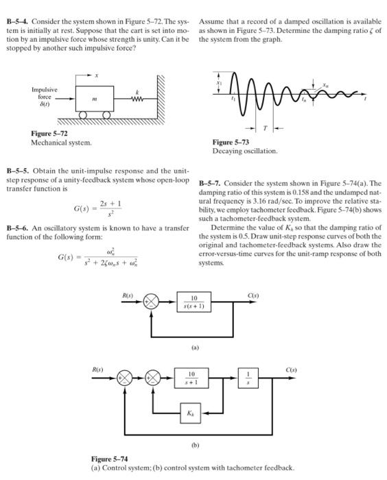 Solved B-5-4. Consider the system shown in Figure 5-72, The | Chegg.com