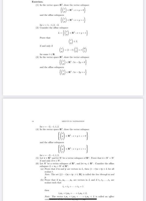 Solved Exercises. (1) In the vector space R², draw the | Chegg.com