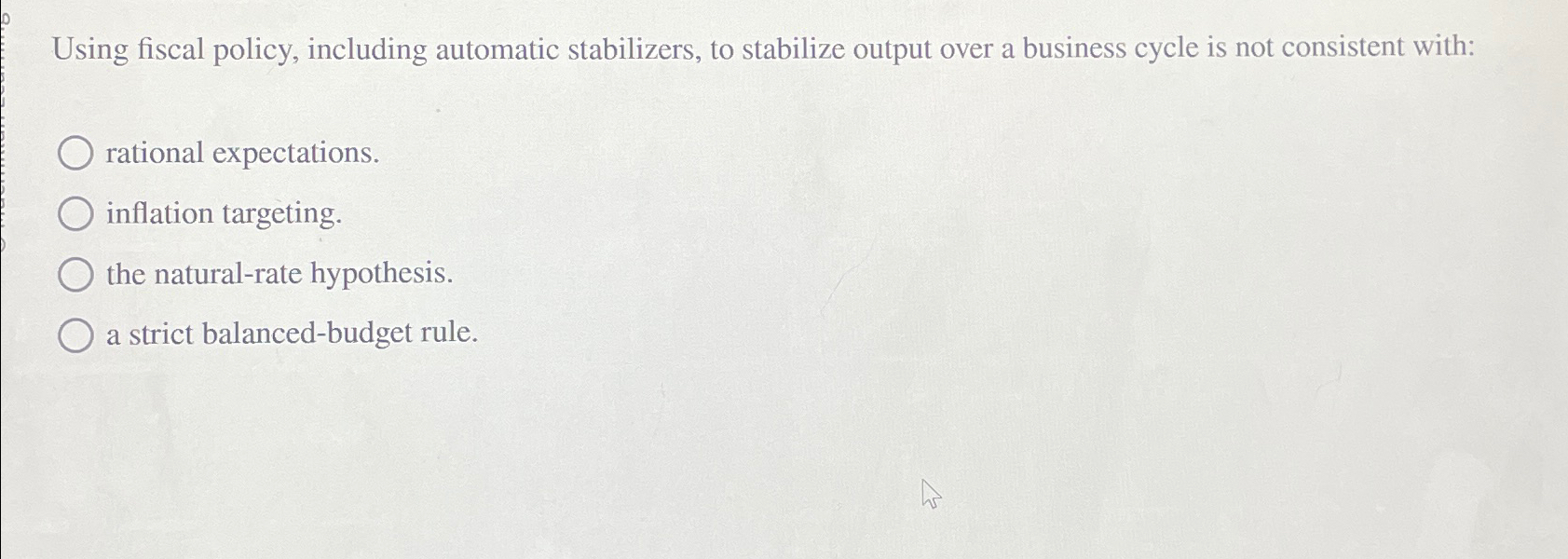 Solved Using fiscal policy, including automatic stabilizers, | Chegg.com