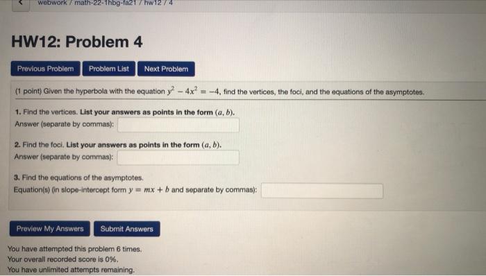 Solved webwork/math-22-1hbg-fa21 7 hw1274 HW12: Problem 4 | Chegg.com