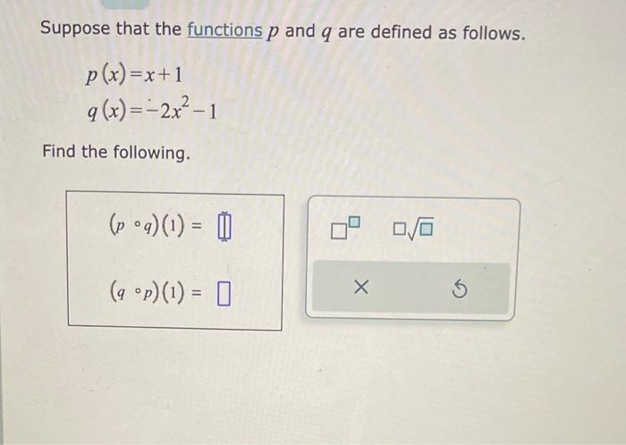 Solved Suppose that the functions p and q are defined as | Chegg.com