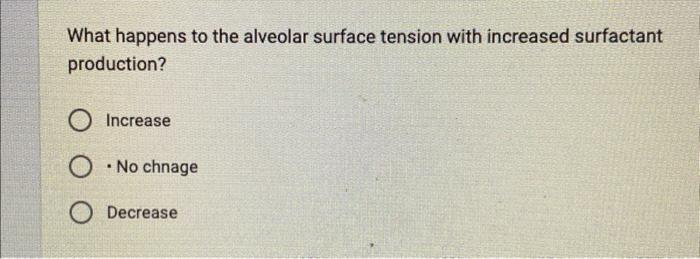 Solved What happens to the alveolar surface tension with | Chegg.com