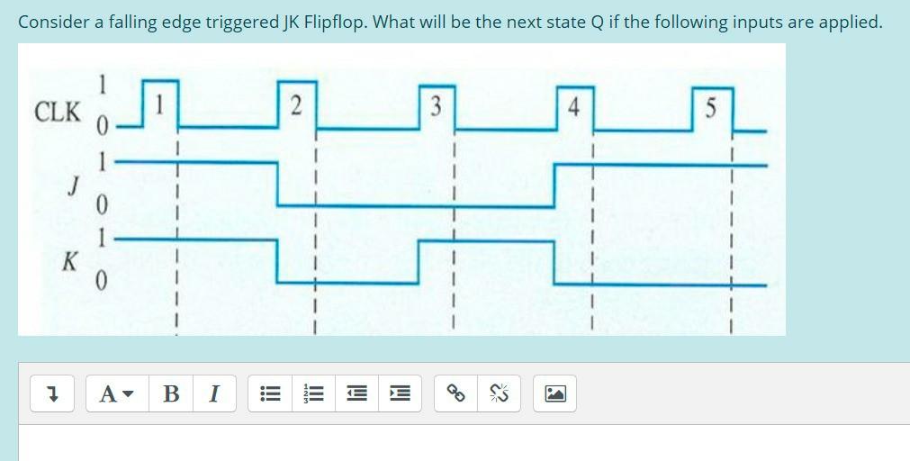 Solved Consider a falling edge triggered JK Flipflop. What | Chegg.com