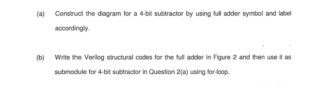 Solved (a) ﻿Construct the diagram for a 4-bit subtractor by | Chegg.com